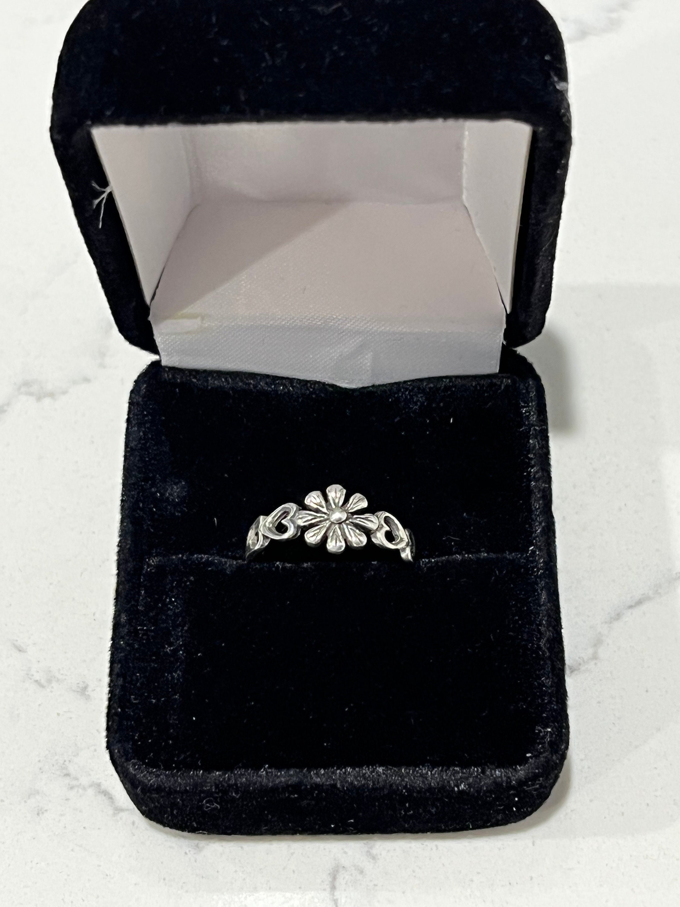 Sterling Silver Floral With Open Heart Ring, Statement Ring, Silver ...