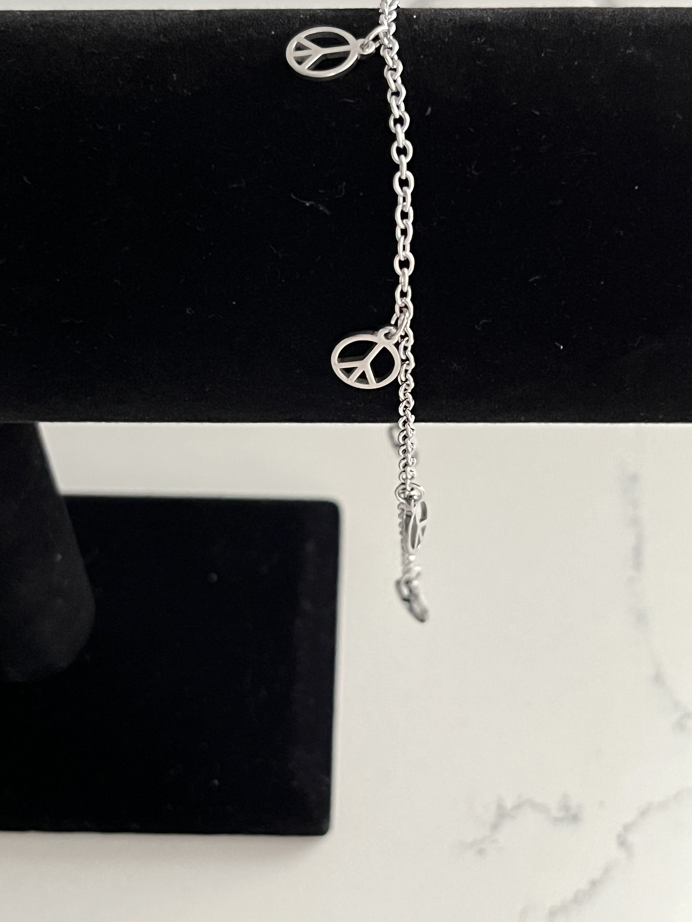 Stainless Steel Anklet With Peace Signs, Adjustable Anklet With Peace ...