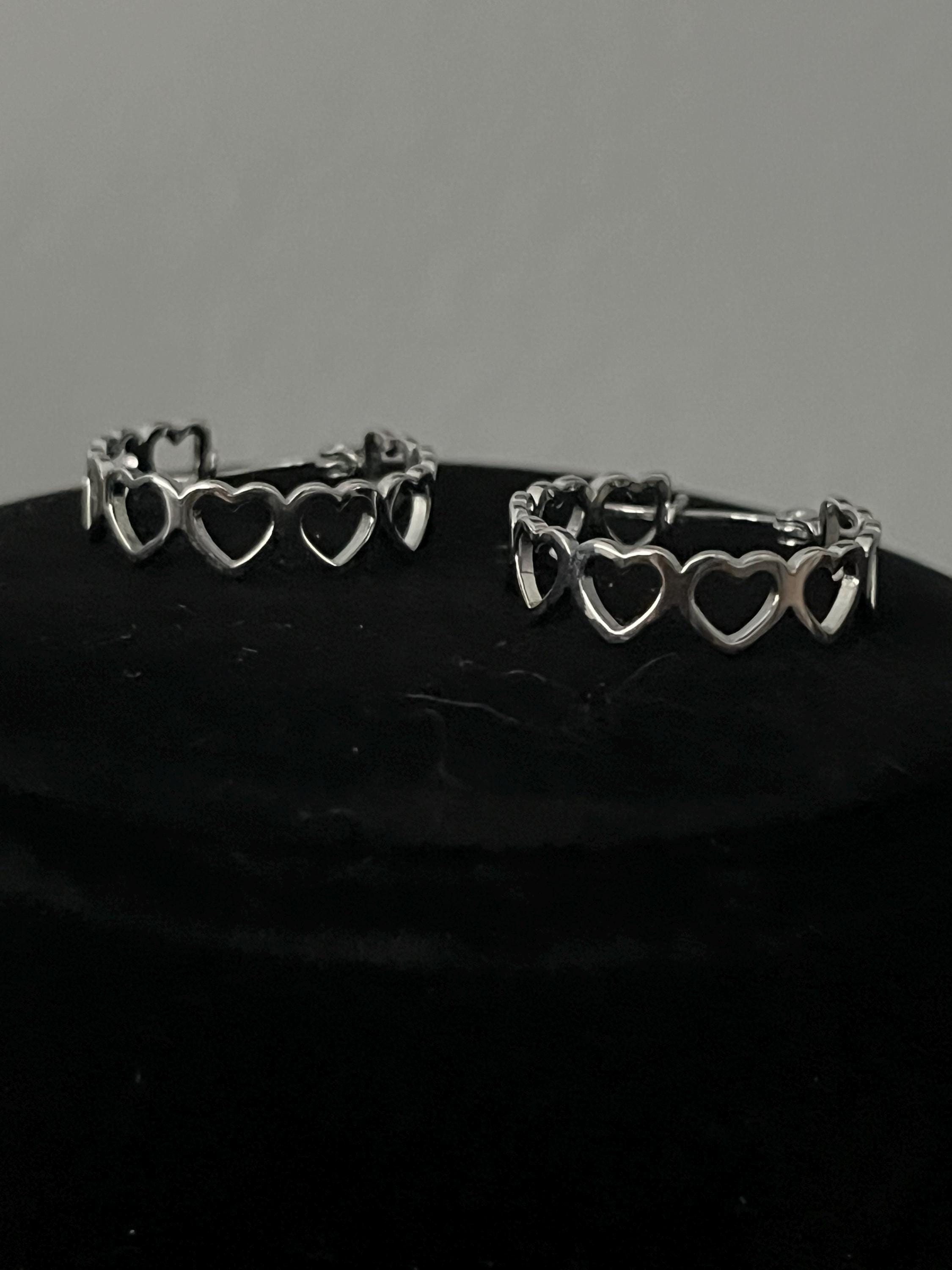 Heart Pattern Hoop Earrings: Stainless Steel Retro Jewelry - Etsy