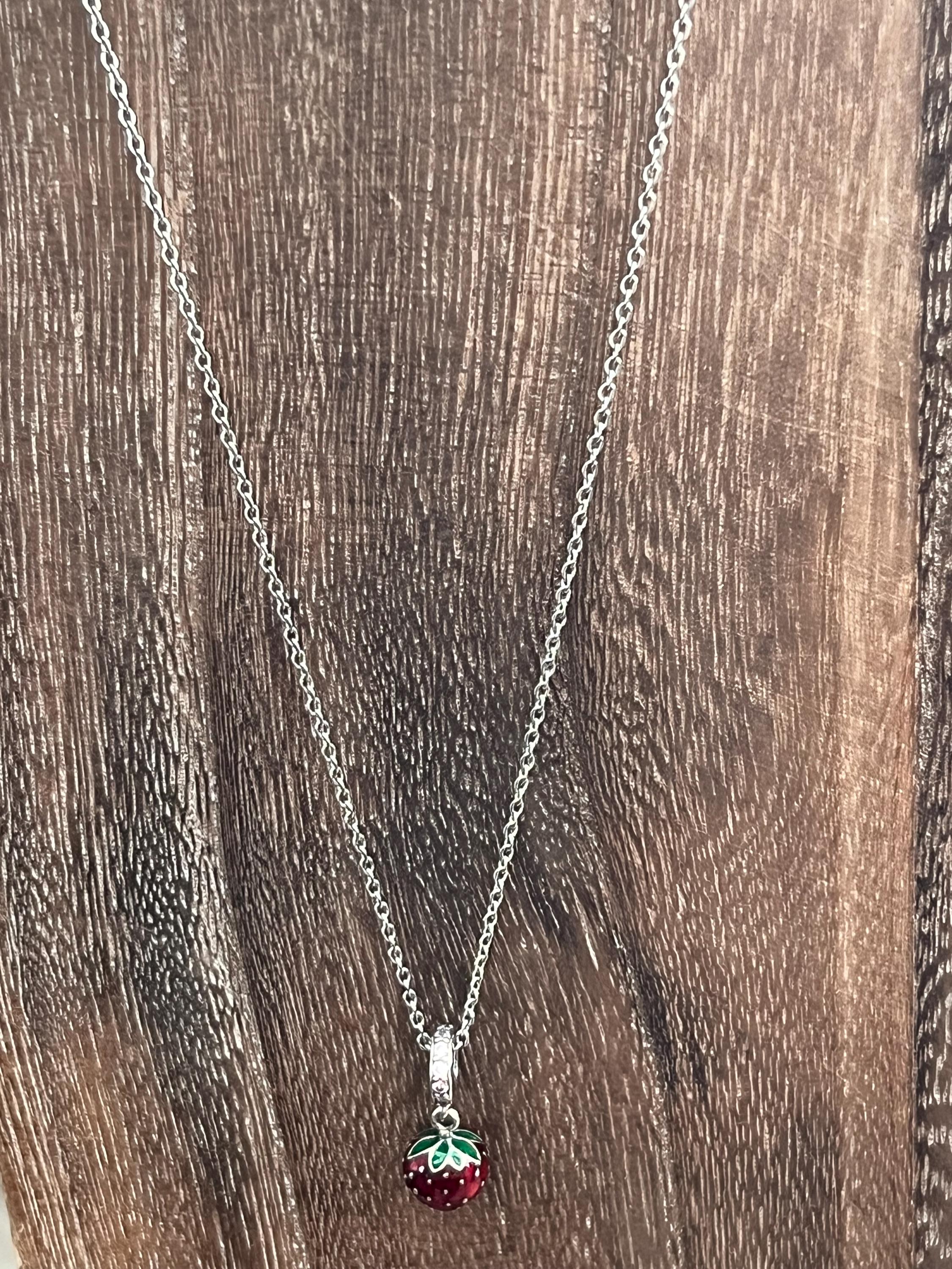 Sterling Silver Strawberry Charm Pendant: Cubic Zirconia, DIY Jewelry - Etsy