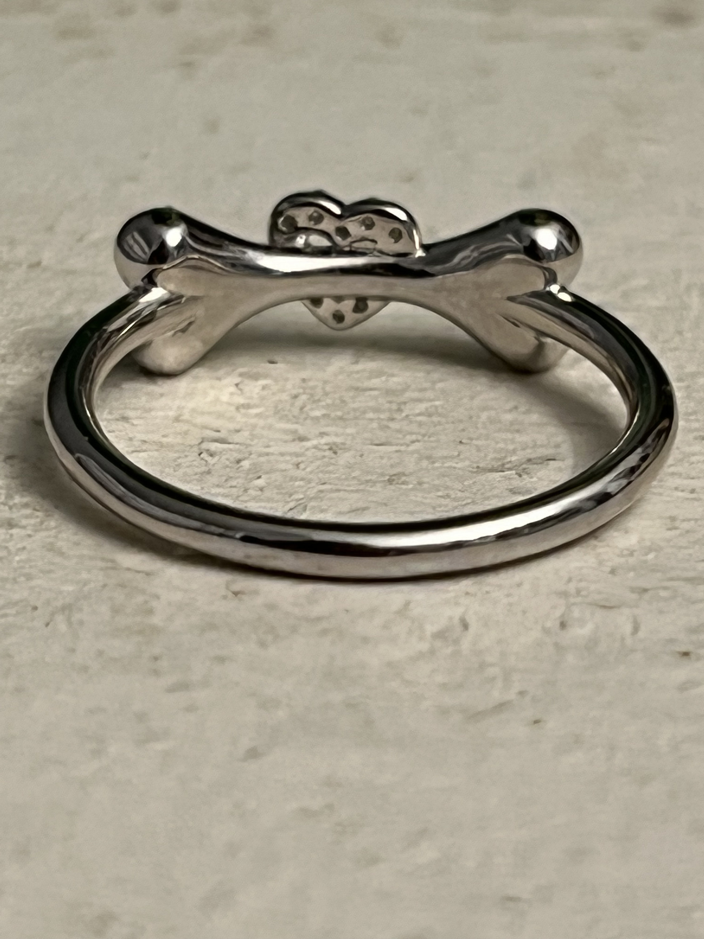 Dog Bone & Heart Round Cut Clear CZ Ring, 925 Sterling Silver Ring, Dog ...