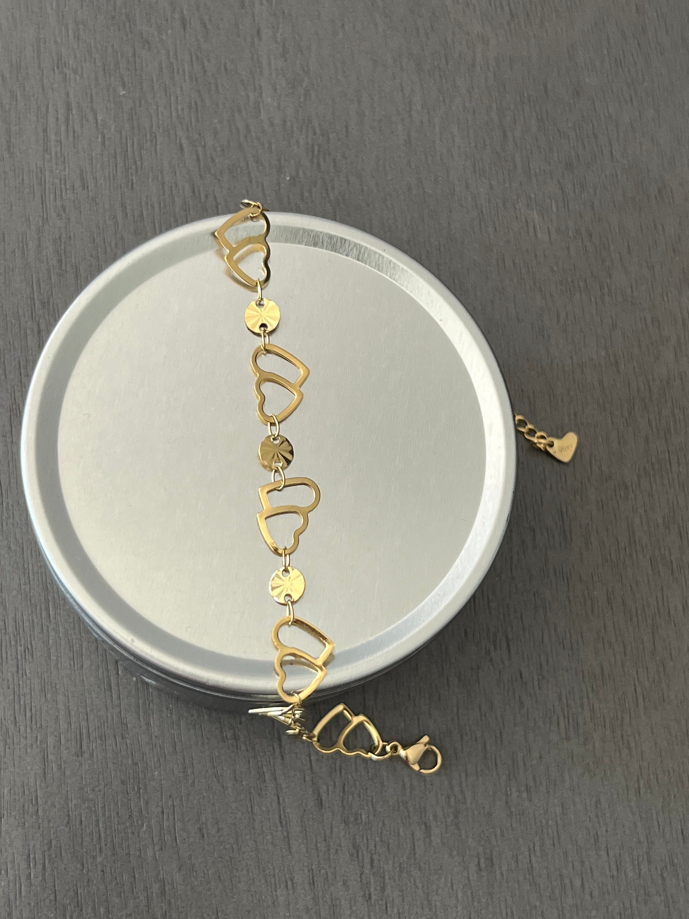 Stainless Steel Gold Love Heart Chain Ankle Bracelet, Exquisite Jewelry ...