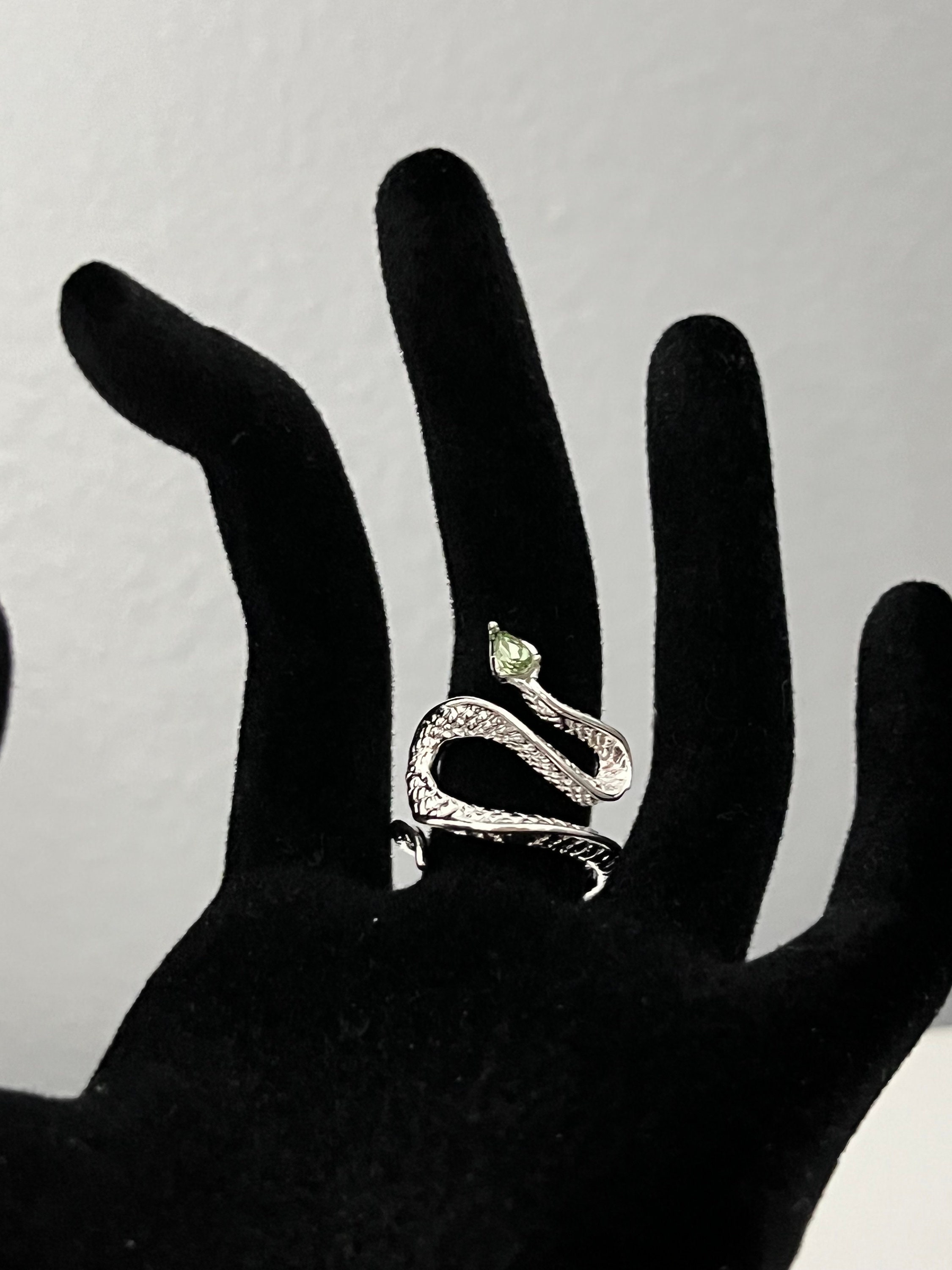 Snake Topaz Ring, Handmade Punk Jewelry, Sterling Silver Animal Design ...