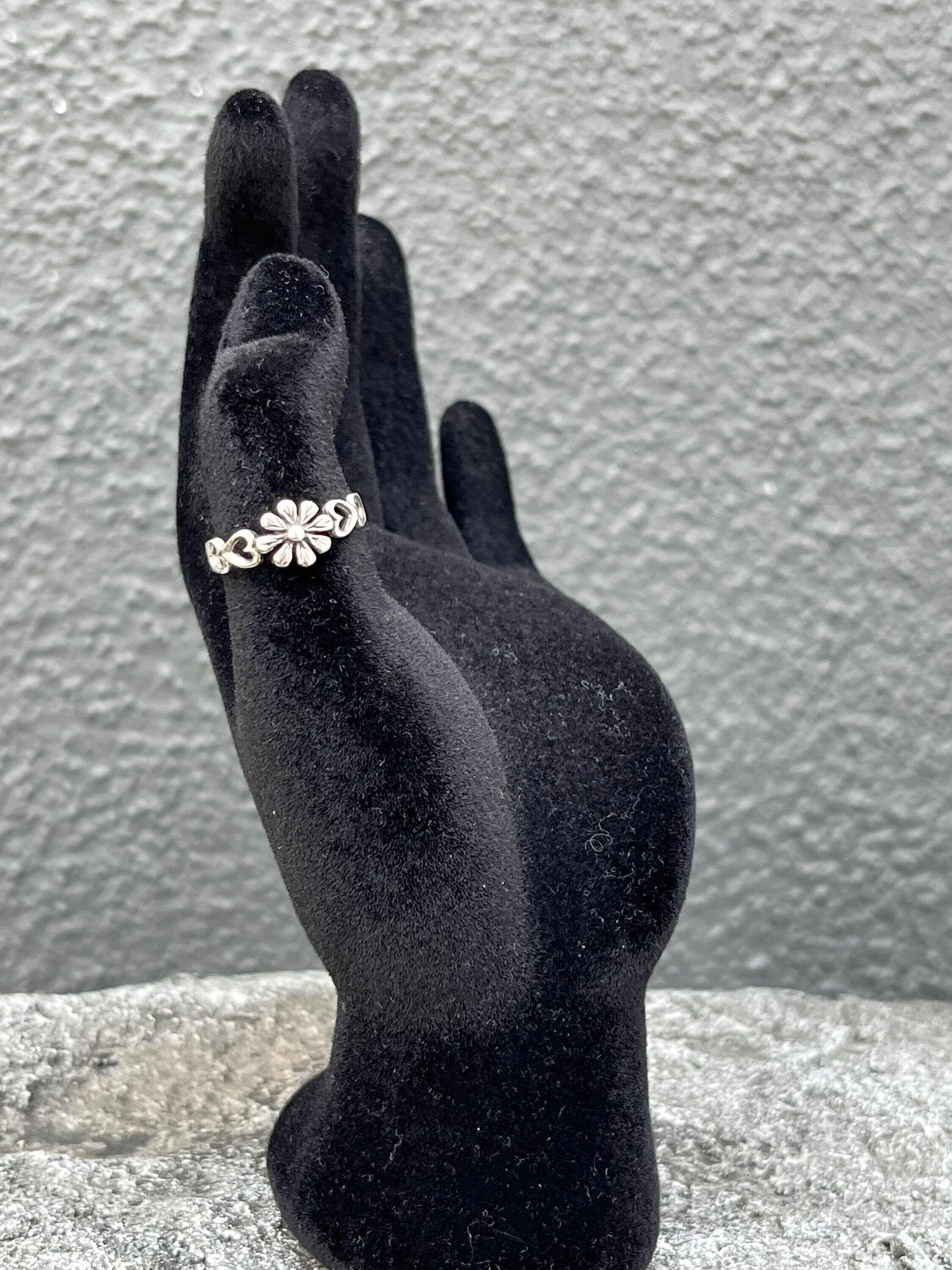 Sterling Silver Floral With Open Heart Ring, Statement Ring, Silver ...