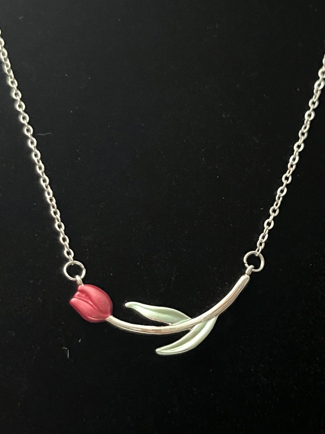 Sterling Silver Tulip Necklace: Hypoallergenic Floral Pendant - Etsy