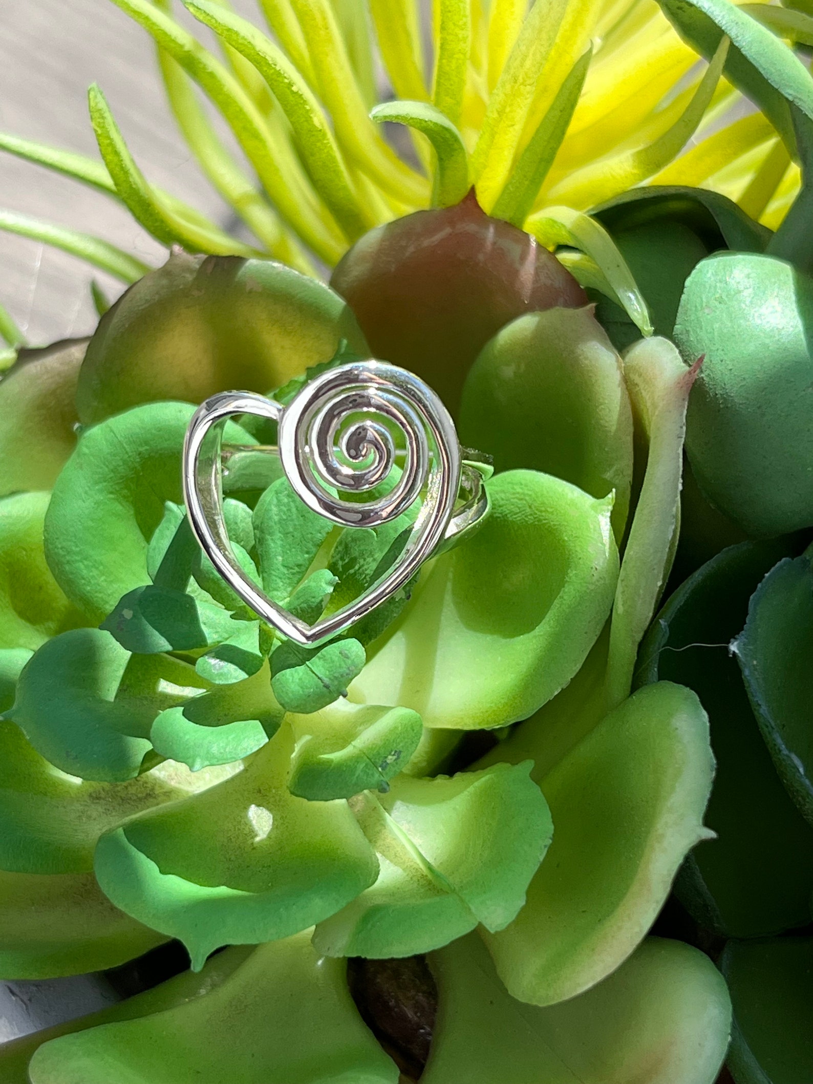 Sterling Silver Heart Ring, 925 Silver Heart With Swirl on One Side ...