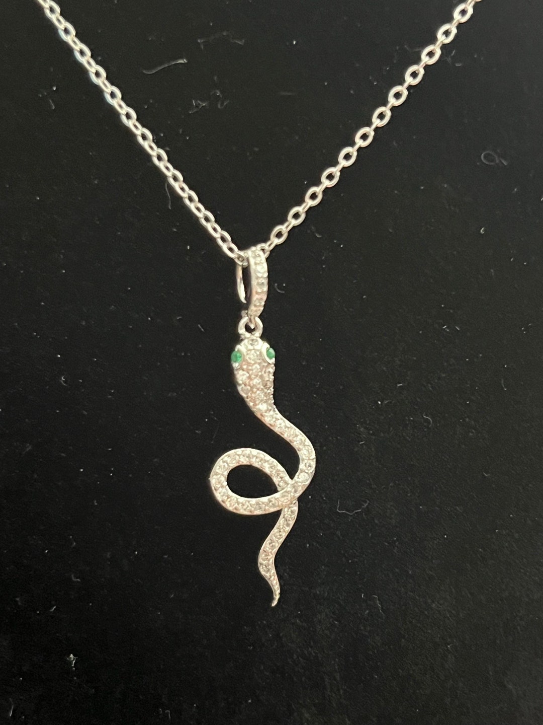 Sterling Silver Snake Necklace: Twisted Zirconia Pendant - Etsy