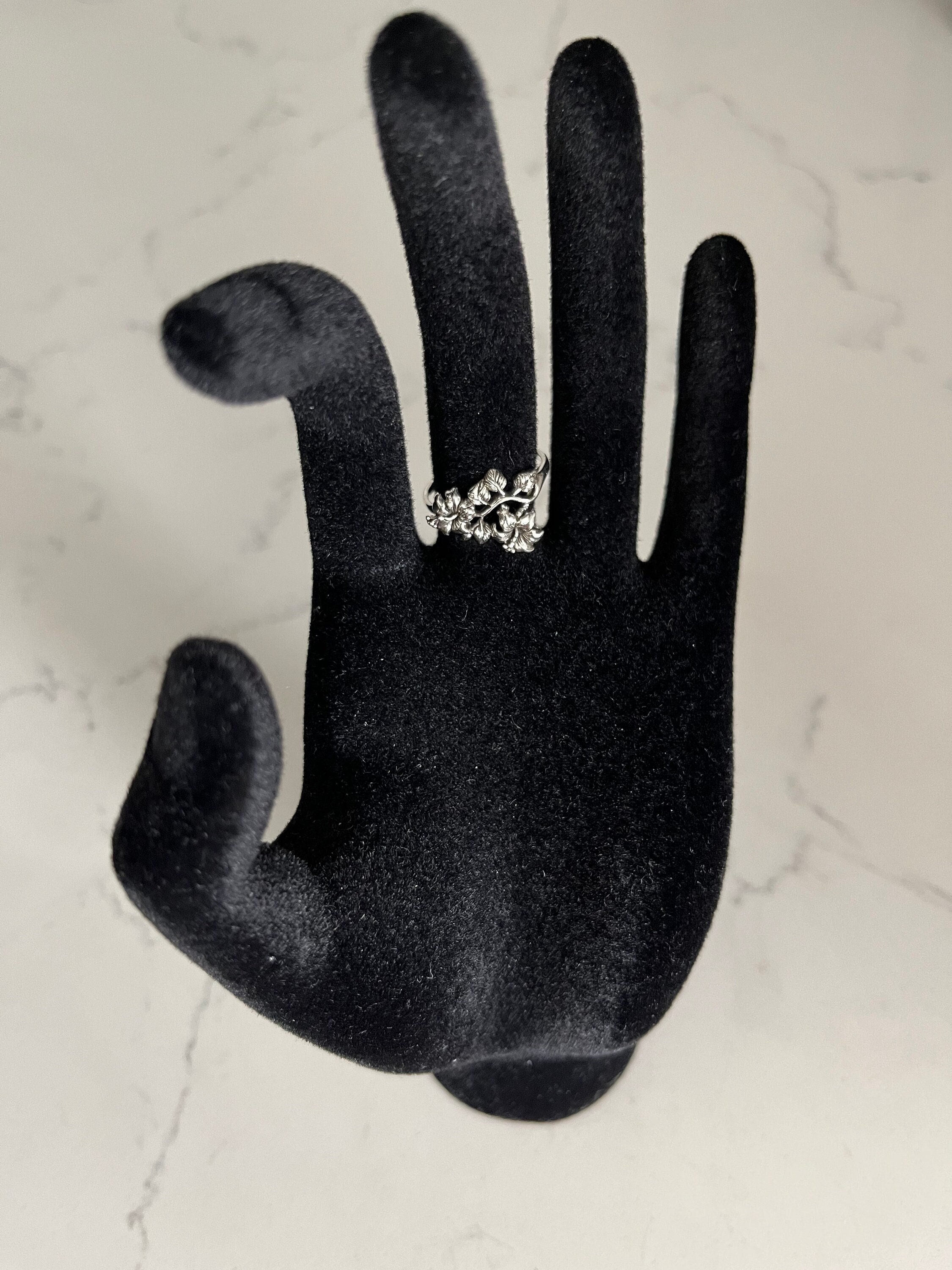 Sterling Silver Lilies and Leaves Ring, Floral Ring, Statement Ring, Gift for Her - Etsy