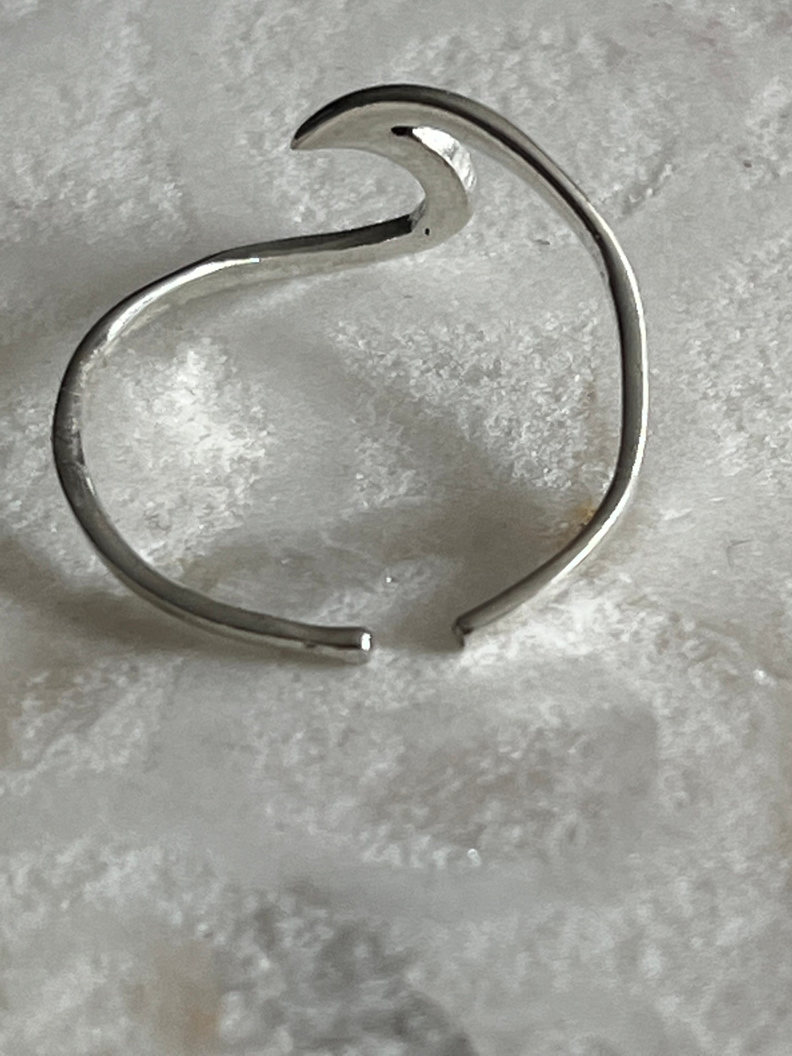 Sterling Silver Breaking Wave Toe Ring, Adjustable Breaking Wave Toe Ring, Simple Toe Ring, for ...