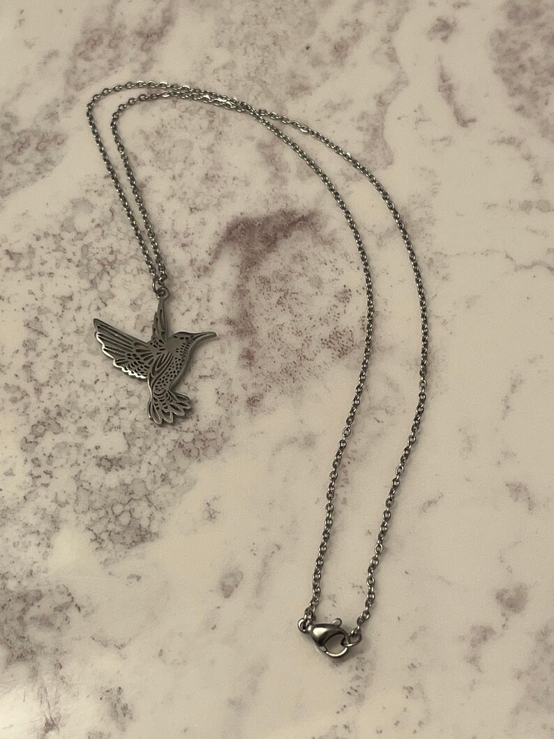 Elegant Stainless Steel Hummingbird Pendant Necklace: Minimalist ...