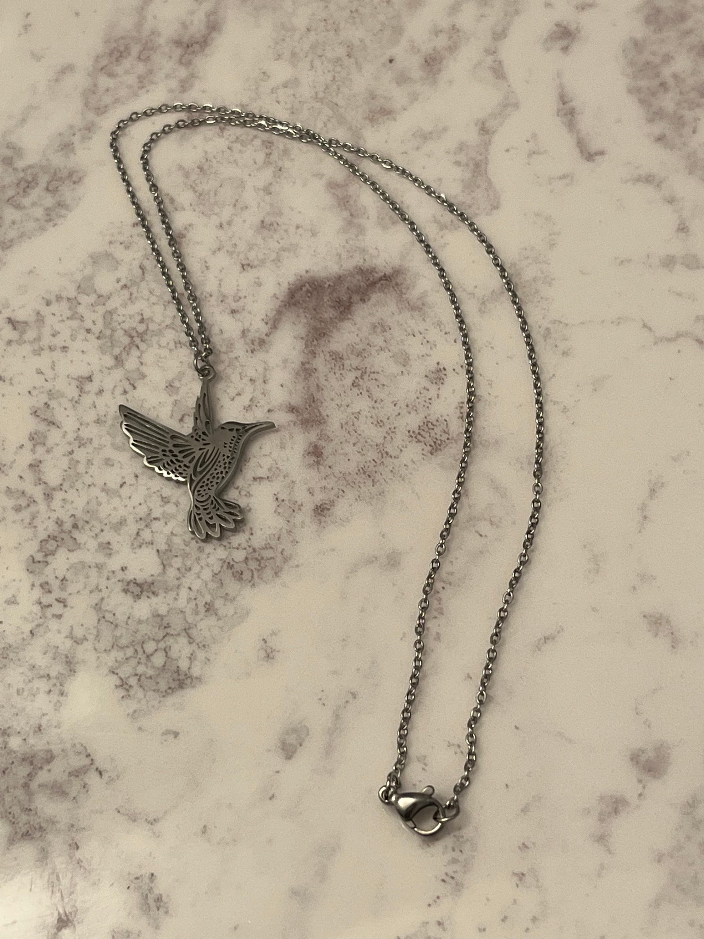 Elegant Stainless Steel Hummingbird Pendant Necklace: Minimalist ...