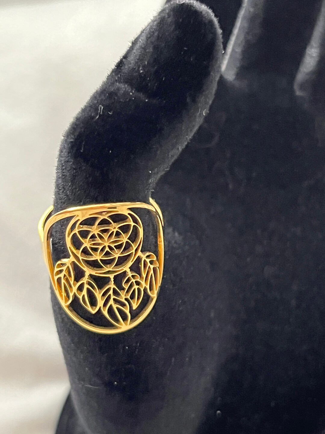 Dream Catcher Pattern Hollow Ring, Stainless Steel Adjustable Ring ...