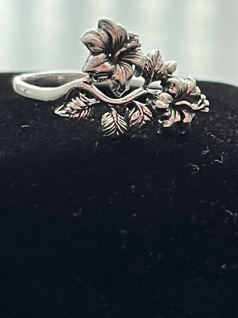 Sterling Silver Lilies and Leaves Ring Floral Ring Statement - Etsy