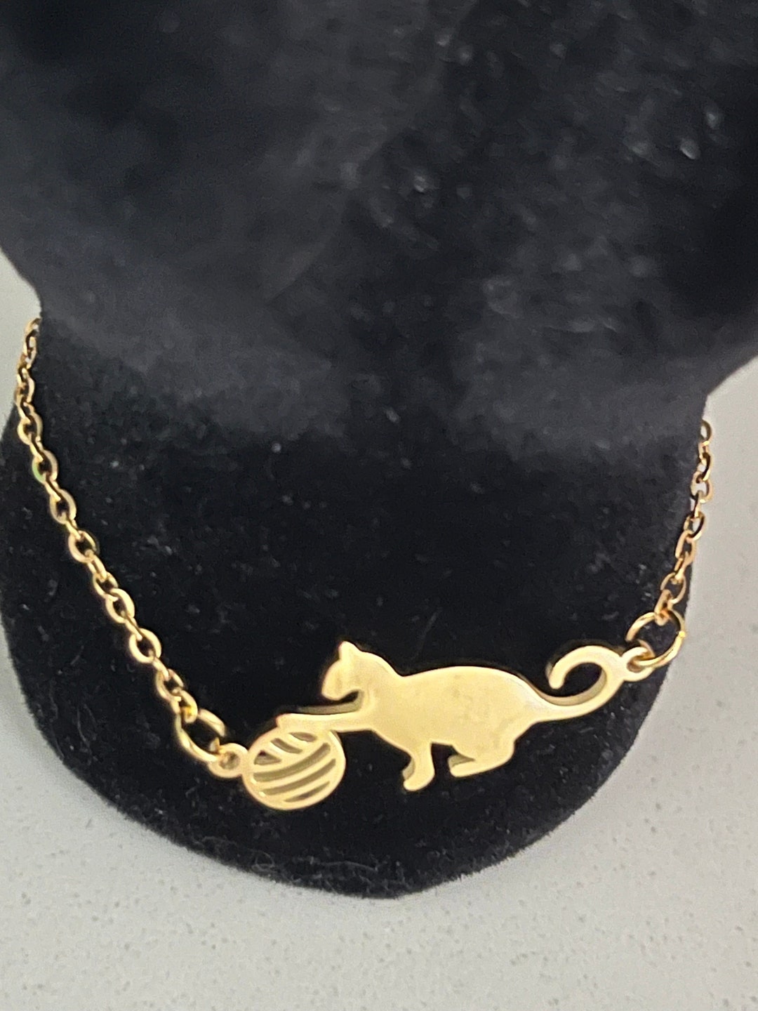 Cat With Ball Charm Bracelet: Adjustable Stainless Steel - Etsy
