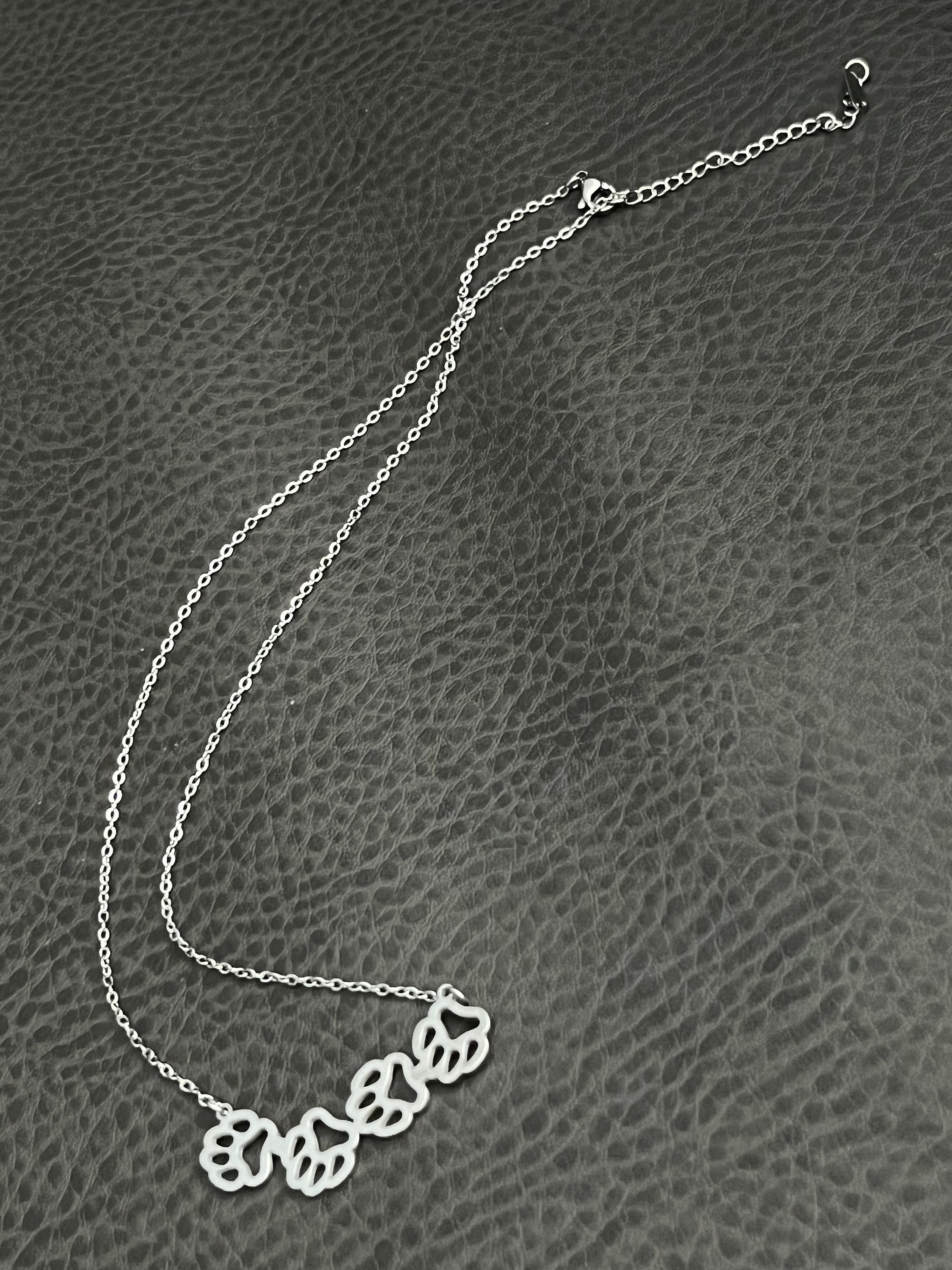 Stainless Steel Dog Paws Necklace: Minimalist Pet Lover Gift - Etsy