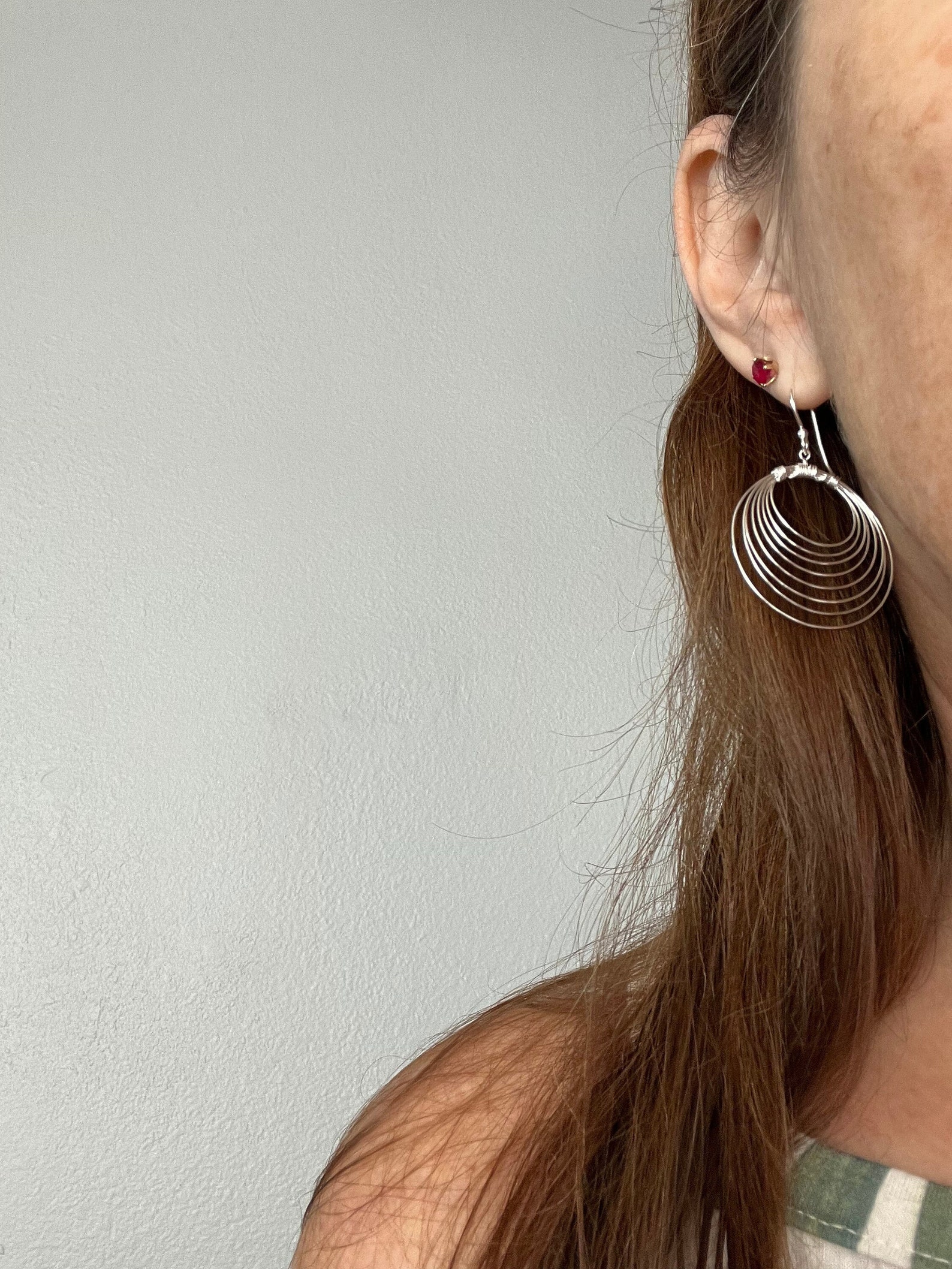 Sterling Silver Round Design French Ear Wire Dangle Earrings, Gift for ...