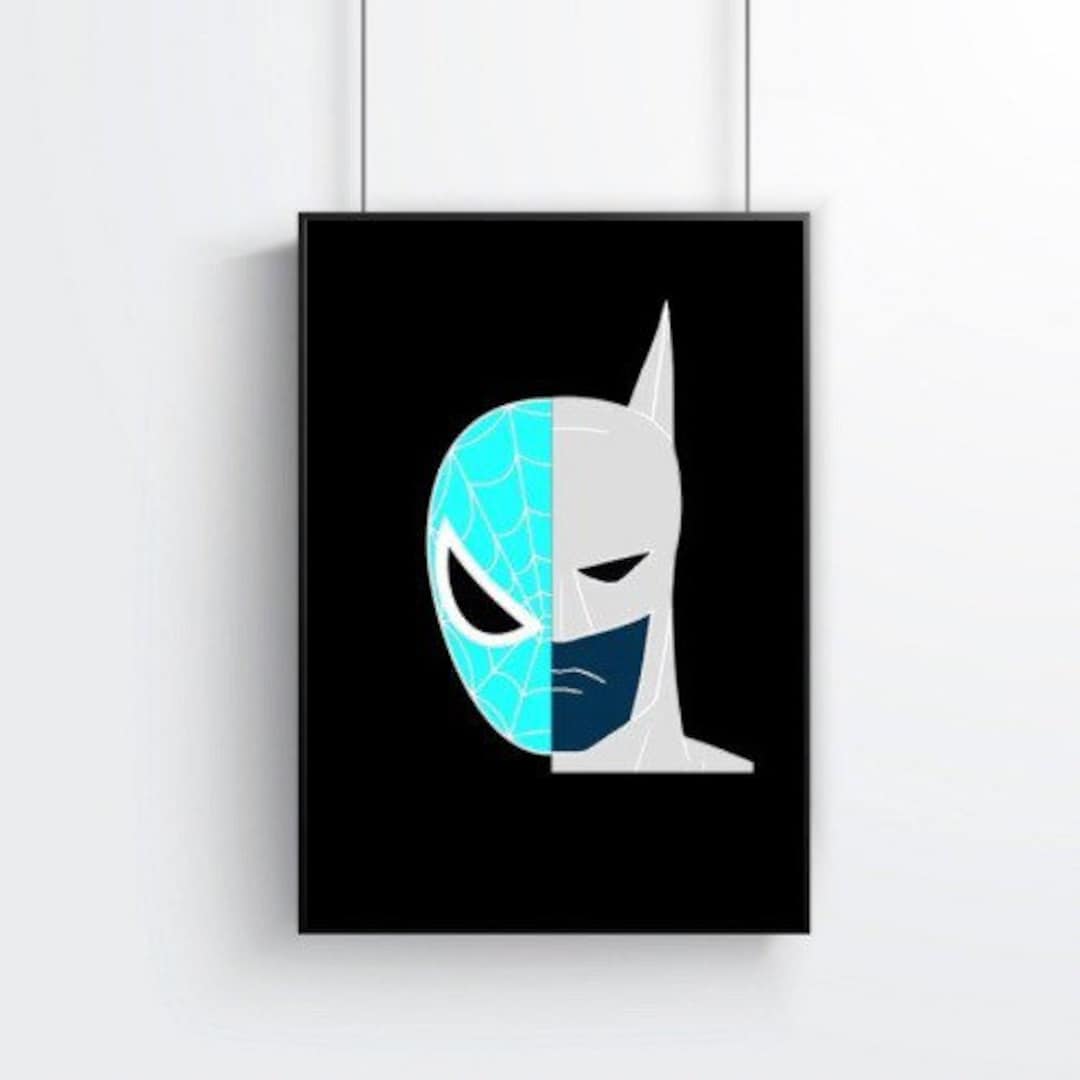 Half Spider-man Half Batman Poster, Man Cave Decor, Spider-man, Batman ...