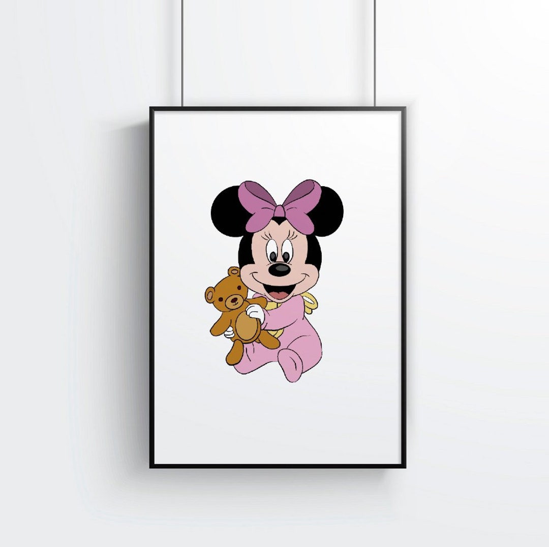 Minnie Mouse Print Poster, Minnie Mouse Colour Print, Baby Minnie Mouse ...
