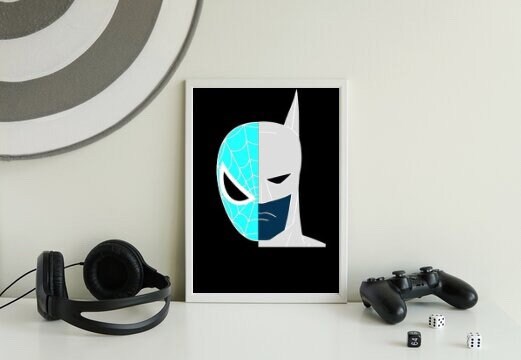 Half Spider-man Half Batman Poster, Man Cave Decor, Spider-man, Batman ...