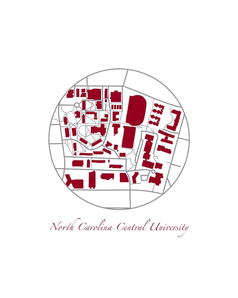 North Carolina Central University Campus Map Print Instant Digital ...