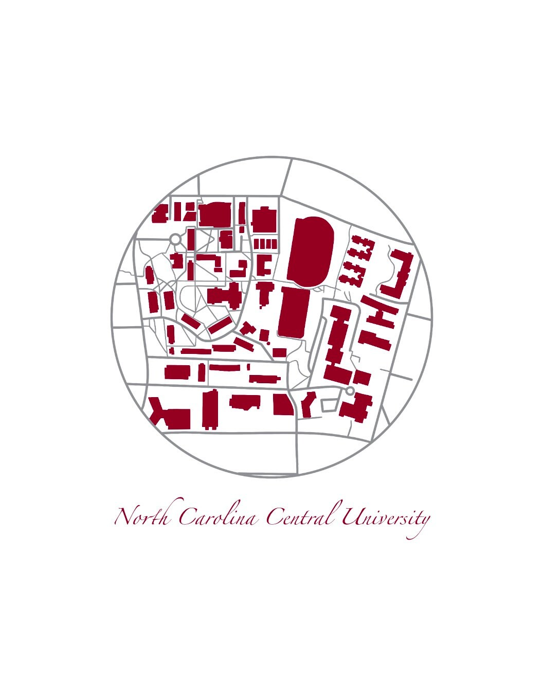 North Carolina Central University Campus Map Print Instant Digital ...