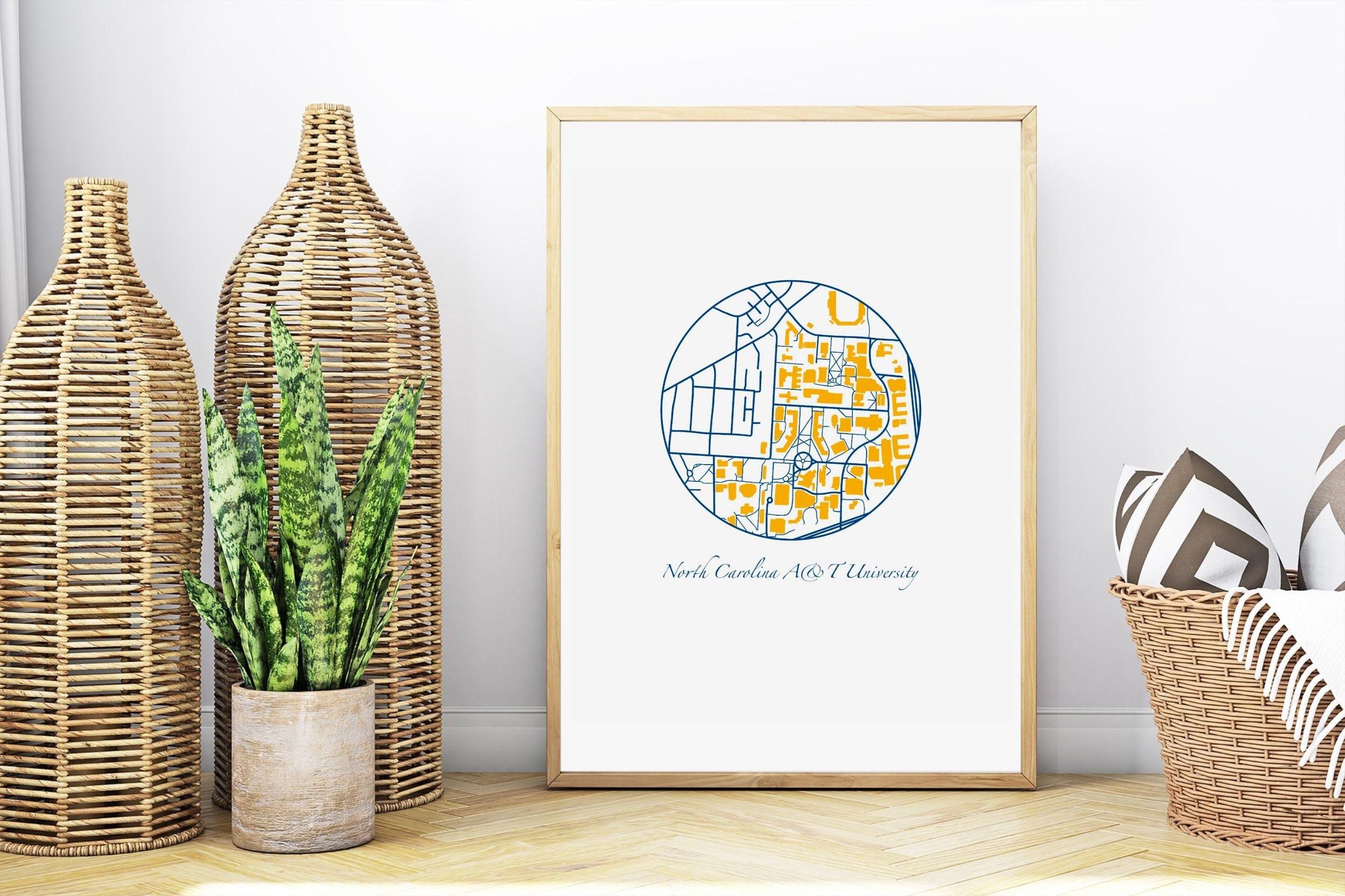 North Carolina A&T Campus Map Print Instant Digital Download Home Decor ...