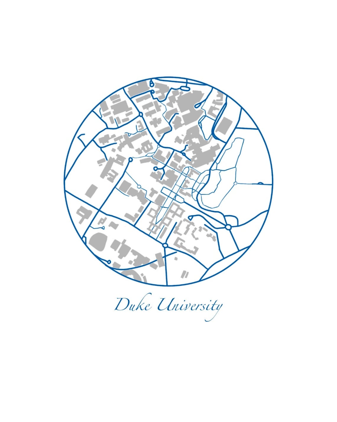 Duke University Campus Map Print Instant Digital Download Home - Etsy