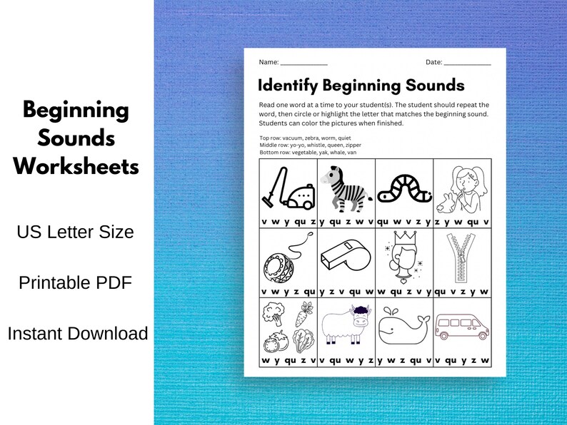 Beginning Sounds Worksheets for Phonemic Awareness, Science of Reading ...