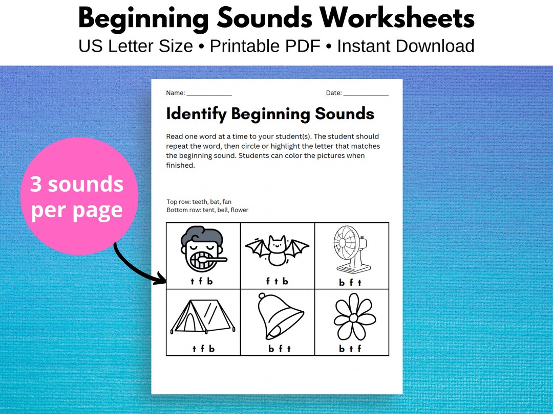 Beginning Sounds Worksheets for Phonemic Awareness, Science of Reading ...