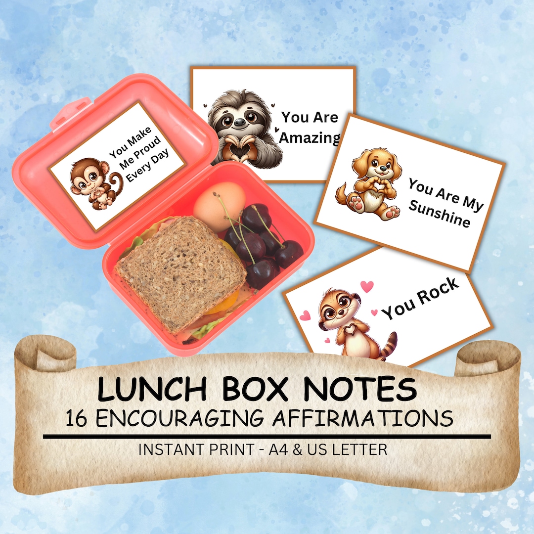 Printable Lunch Box Notes for Children, Encouraging Affirmations ...