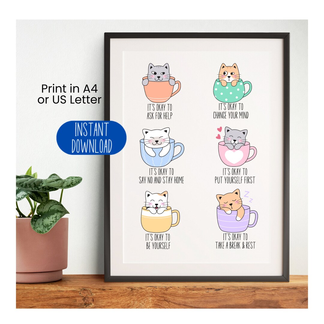 It's Okay to Feel Printable Poster Mental Health Affirmations for ...
