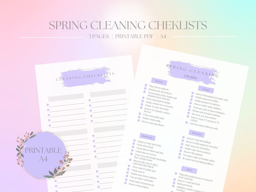 Spring Cleaning Checklist Printable Checklist Cleaning Planner ...