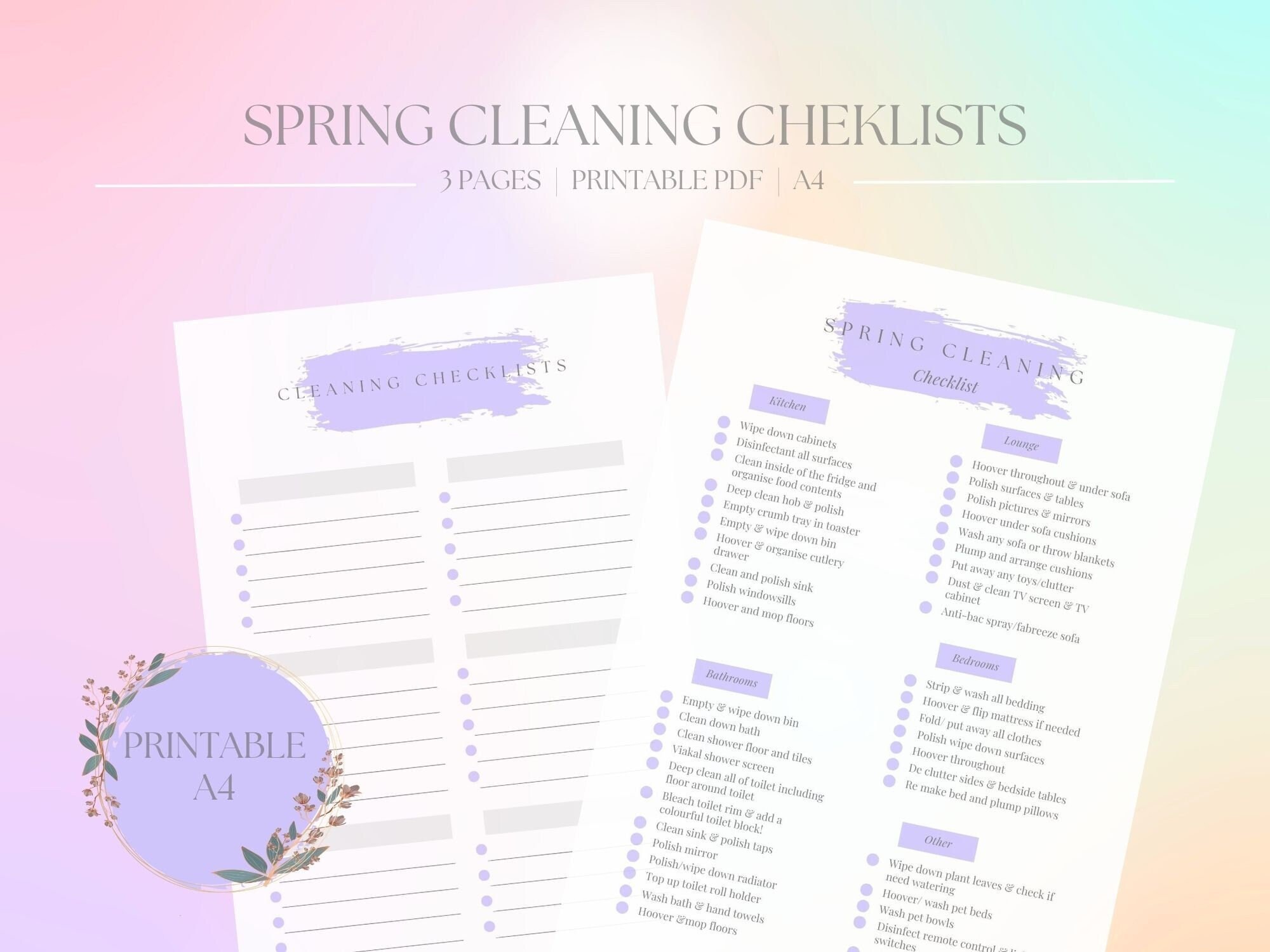 Spring Cleaning Checklist Printable Checklist Cleaning Planner ...