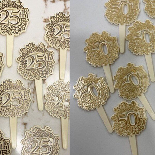 50th Anniversary Cupcake Toppers - Etsy