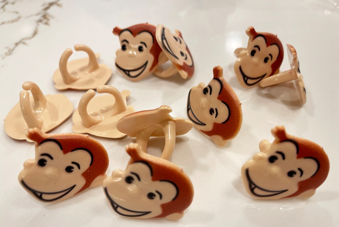 Curious Monkey Birthday Ring Toppers, George, Lucks, Rare, Decopac, One ...