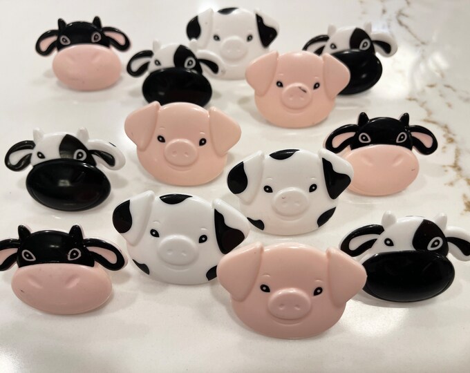 Farm Animals Cupcake Toppers Rings Decopac Lucks Rare Pigs Cows 1 Dozen ...
