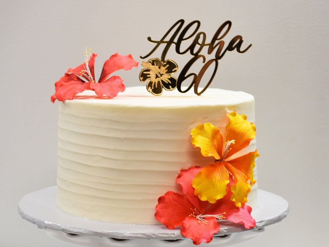 Aloha Hibiscus Custom Age Cake Topper | Hawaiian Luau | Choose Your ...