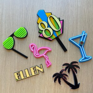 Miami Cake Decor, Vice Cake Topper, Neon, 90s, Personalized - Etsy