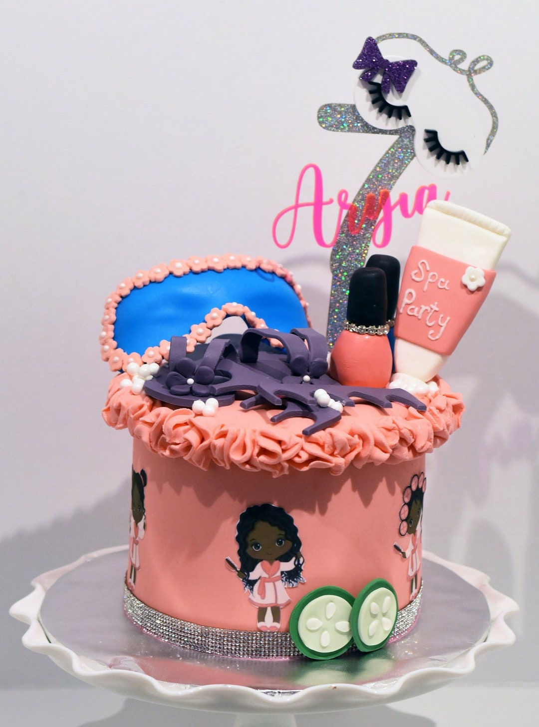 Spa Party Cake Topper, Custom Personalized Name, Age, Choose Your ...