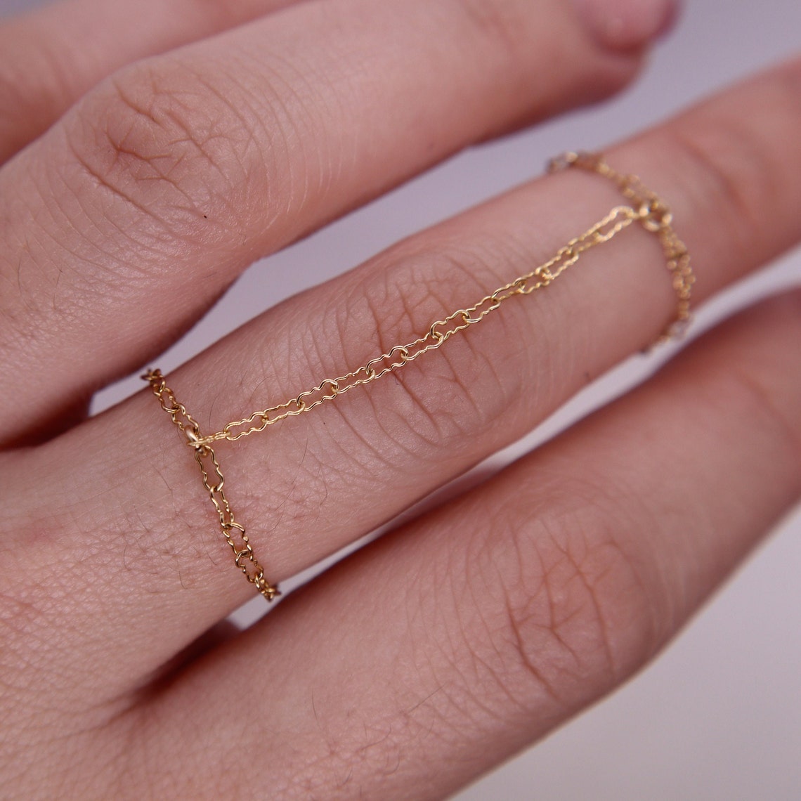 Double Connected Chain Ring to Knuckle Ring - Minimalist Chain Ring ...