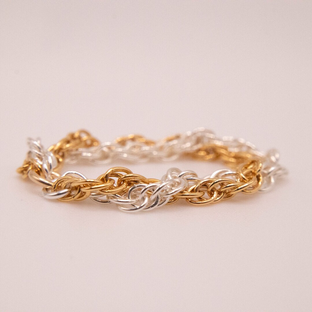 Custom Mixed Metal Chain Ring: Minimalist Gifts for Her, Custom Chain ...