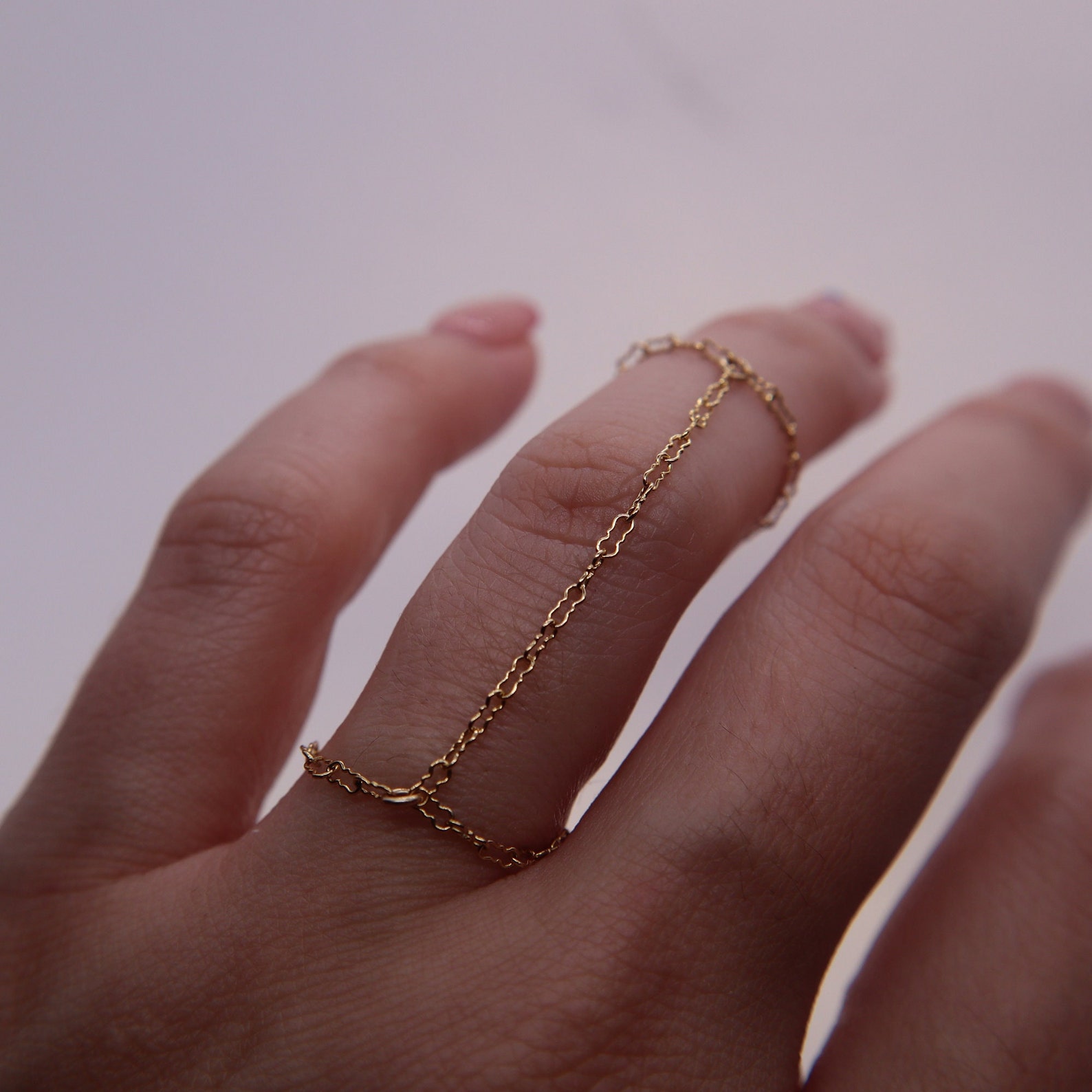 Double Connected Chain Ring to Knuckle Ring - Minimalist Chain Ring ...