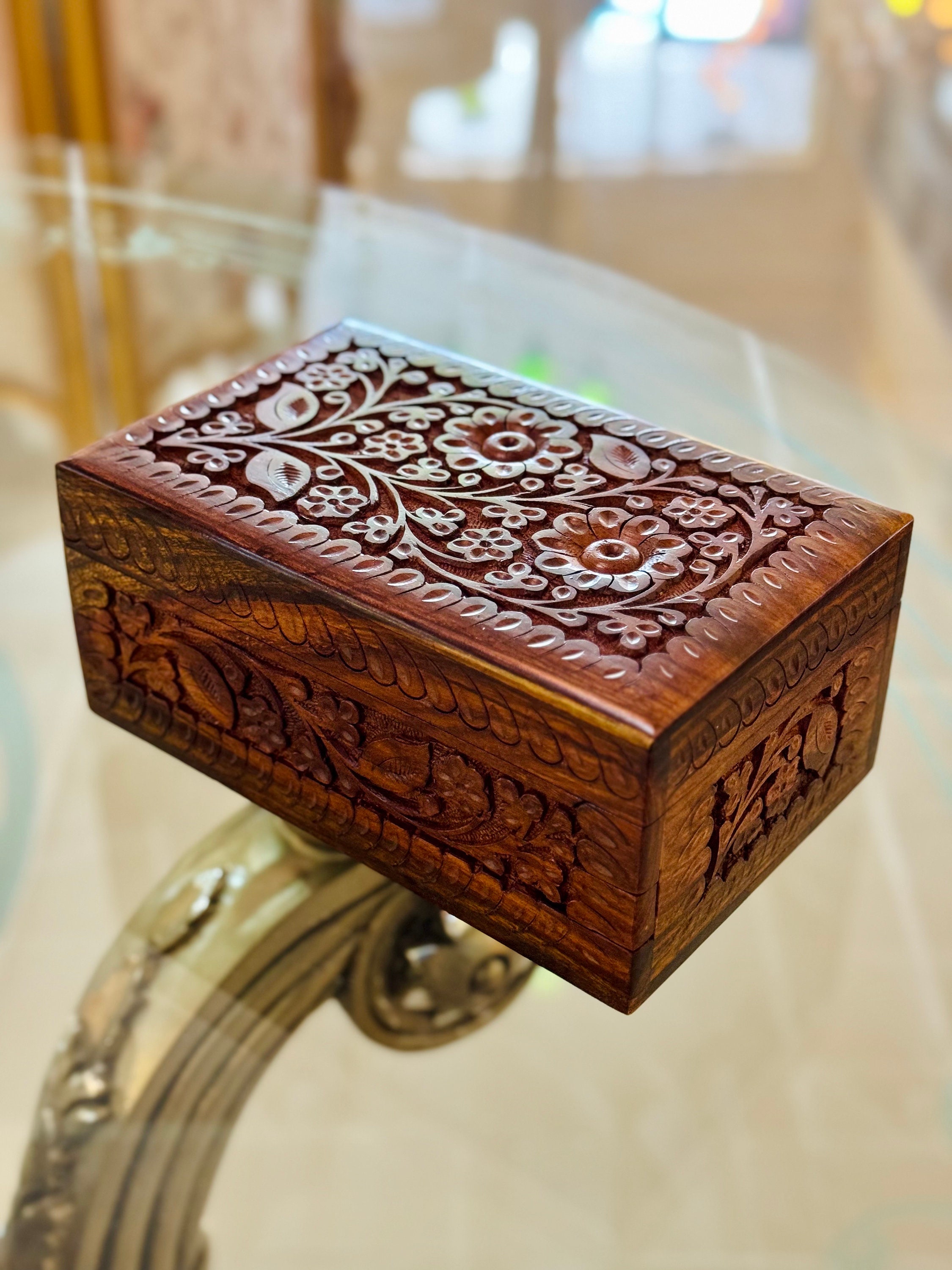 Handmade Large Jewelry Box. Secret Lock | Flower Jewelry Travel Case ...