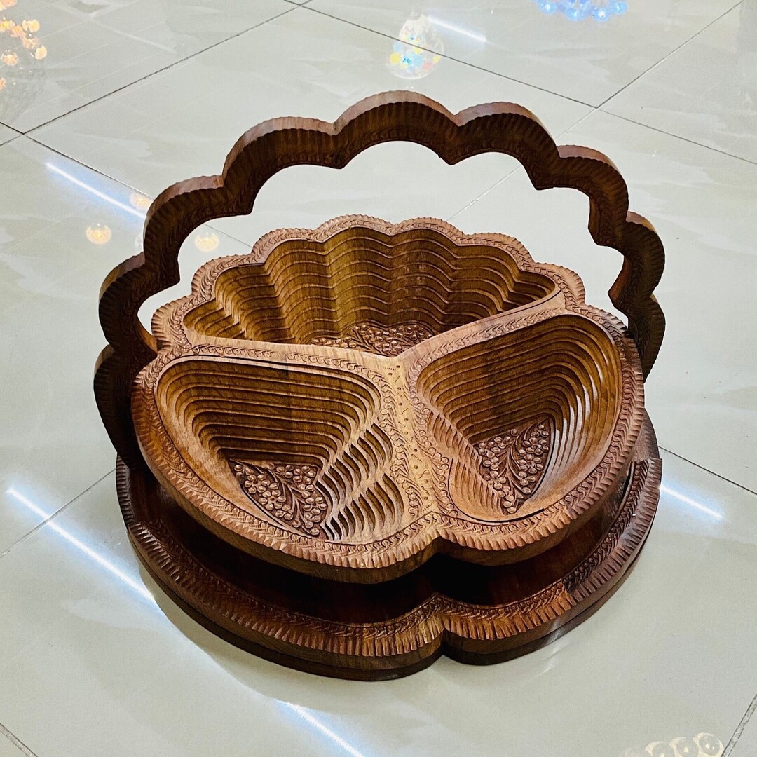 Handmade Wooden Seashell Basket. Bread Basket/fruit Basket, Gift for ...