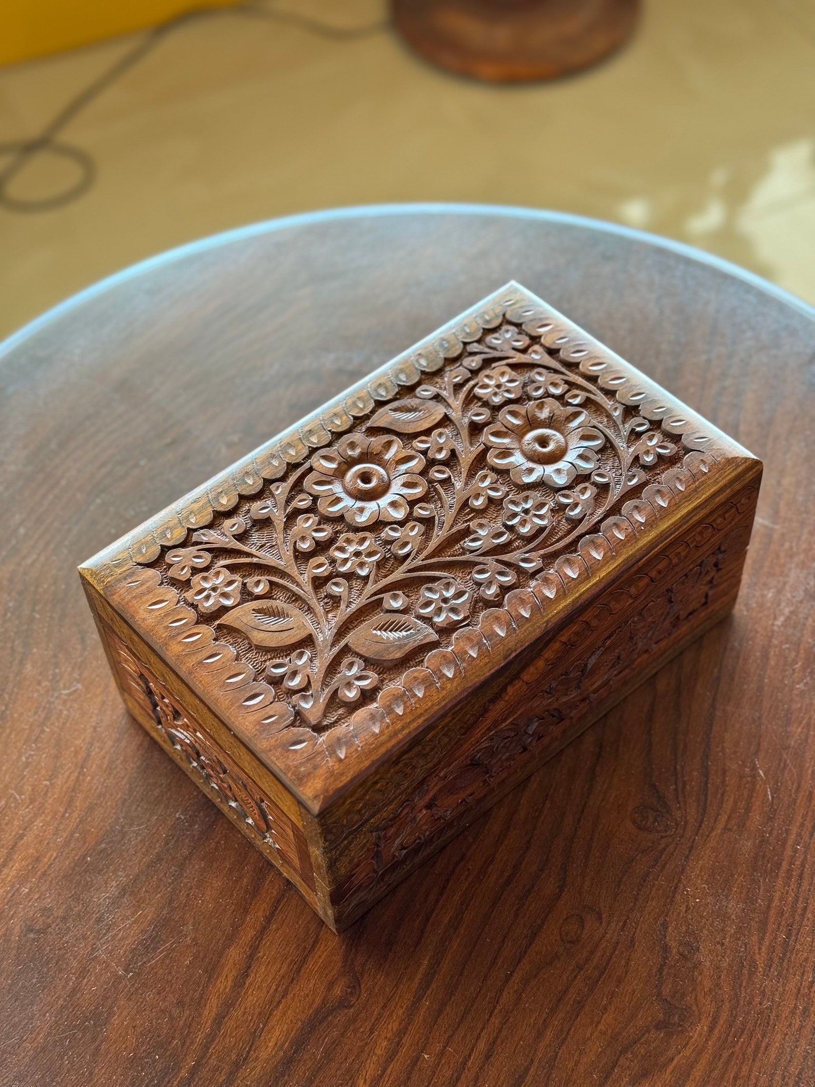 Handmade Large Jewelry Box. Secret Lock | Flower Jewelry Travel Case ...