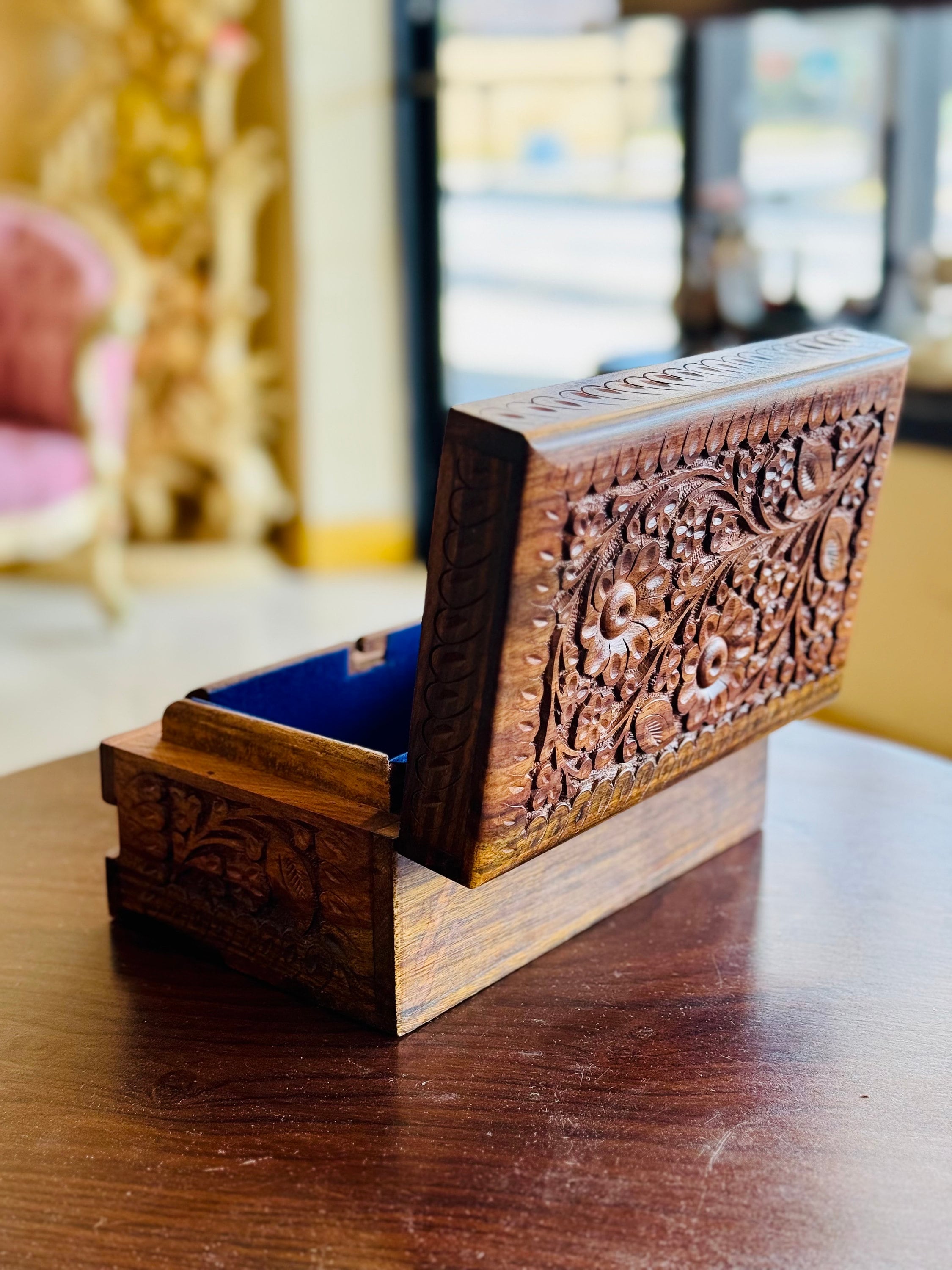 Handmade Large Jewelry Box. Secret Lock | Flower Jewelry Travel Case ...