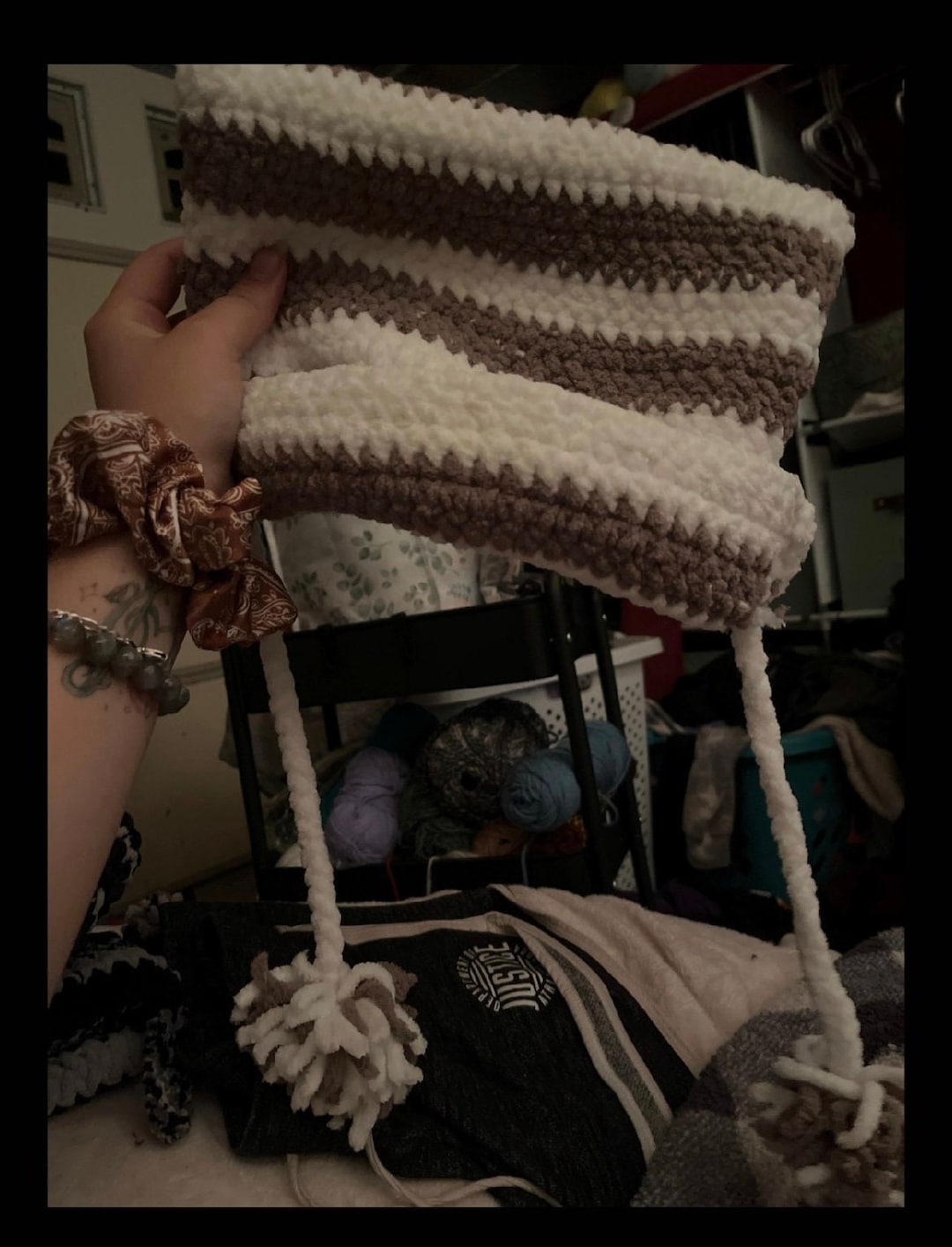 Cat Ear Multicolor Puffball Beanie - Etsy