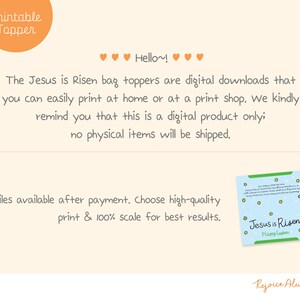 Jesus is Risen Easter Treat Bag Toppers, He is Risen Easter Topper ...