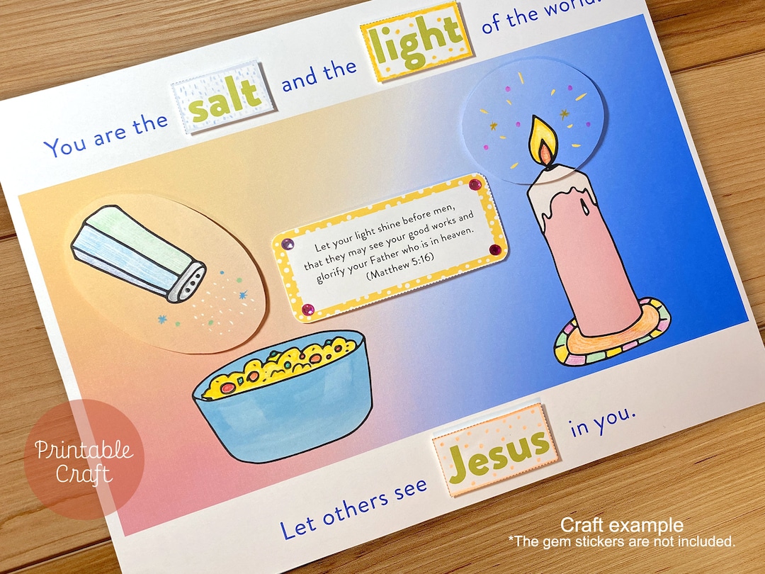 Salt and Light Craft, Sunday School Printable, Christian Kids Activity ...