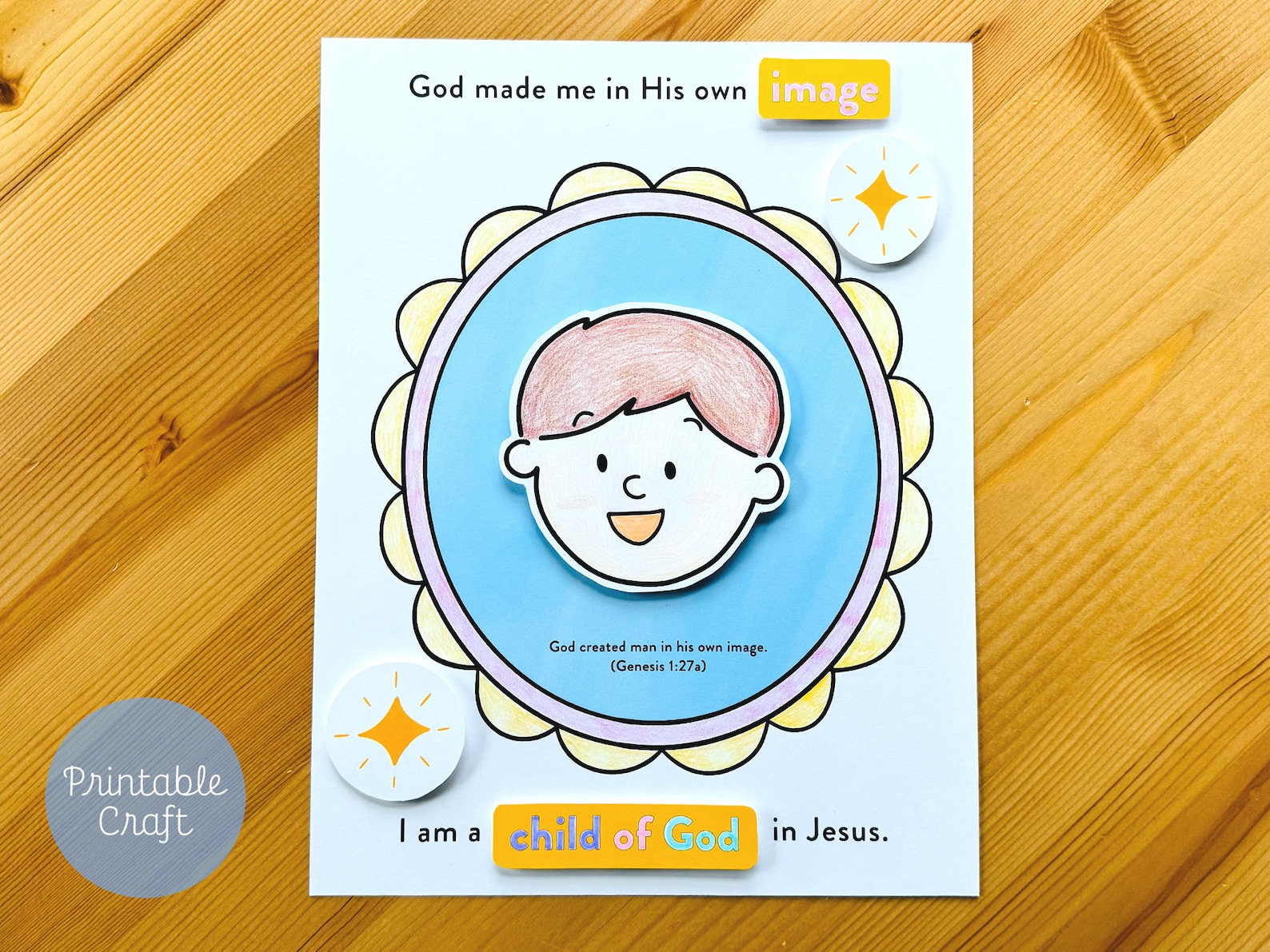 God Made Me Craft, Child of God Craft, Sunday School Printable ...